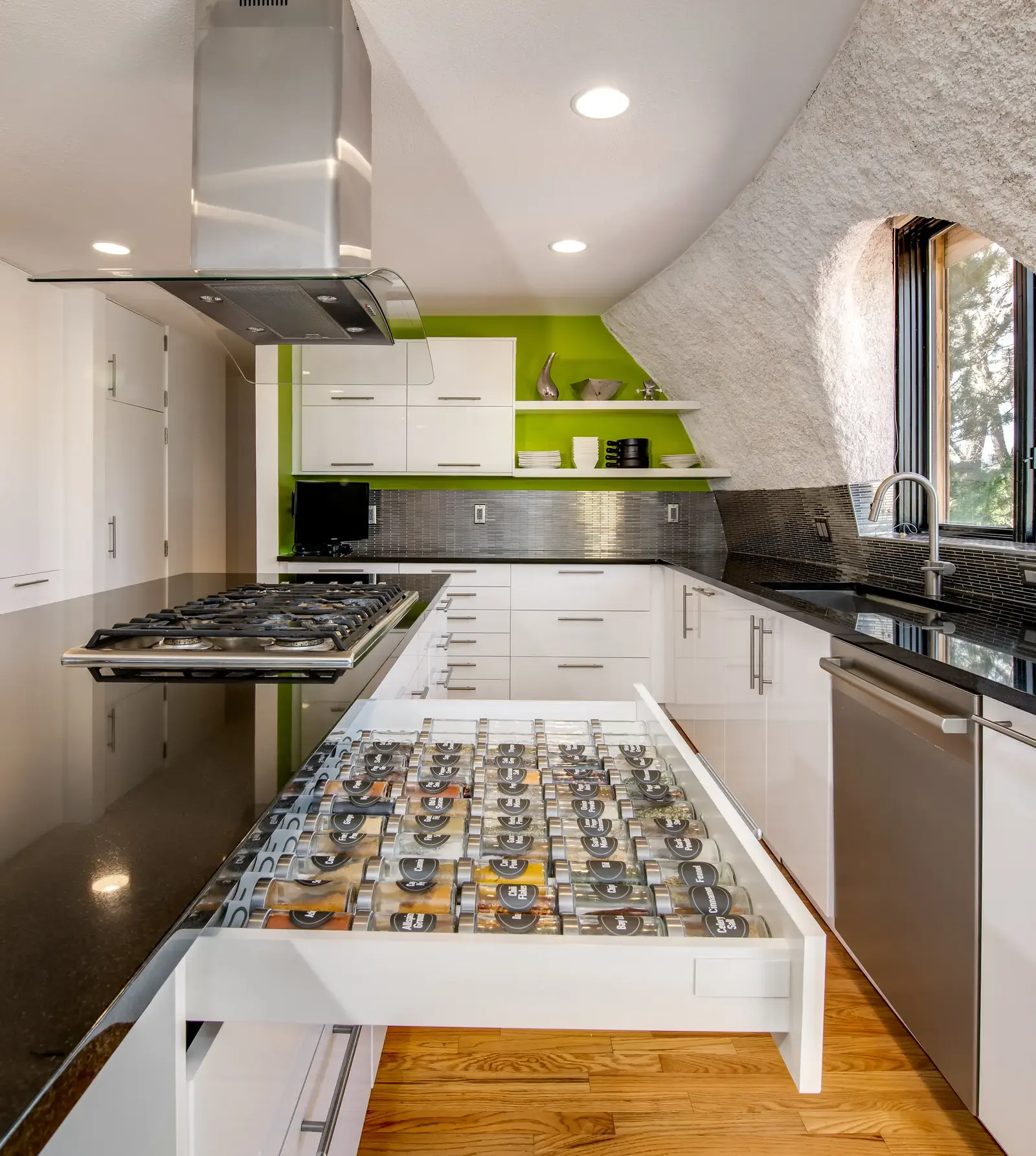 Image: Kitchen spice storage - Monolithic Dome Institute