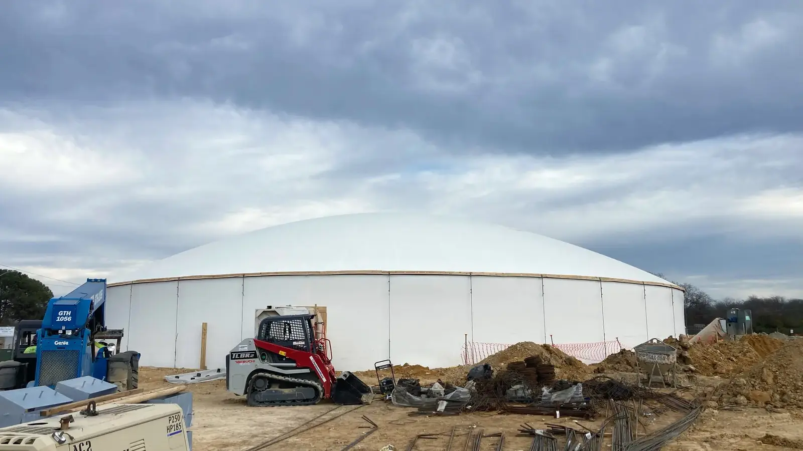 Image: Inflated Tension Ring Airform membrane. - Monolithic Dome Institute