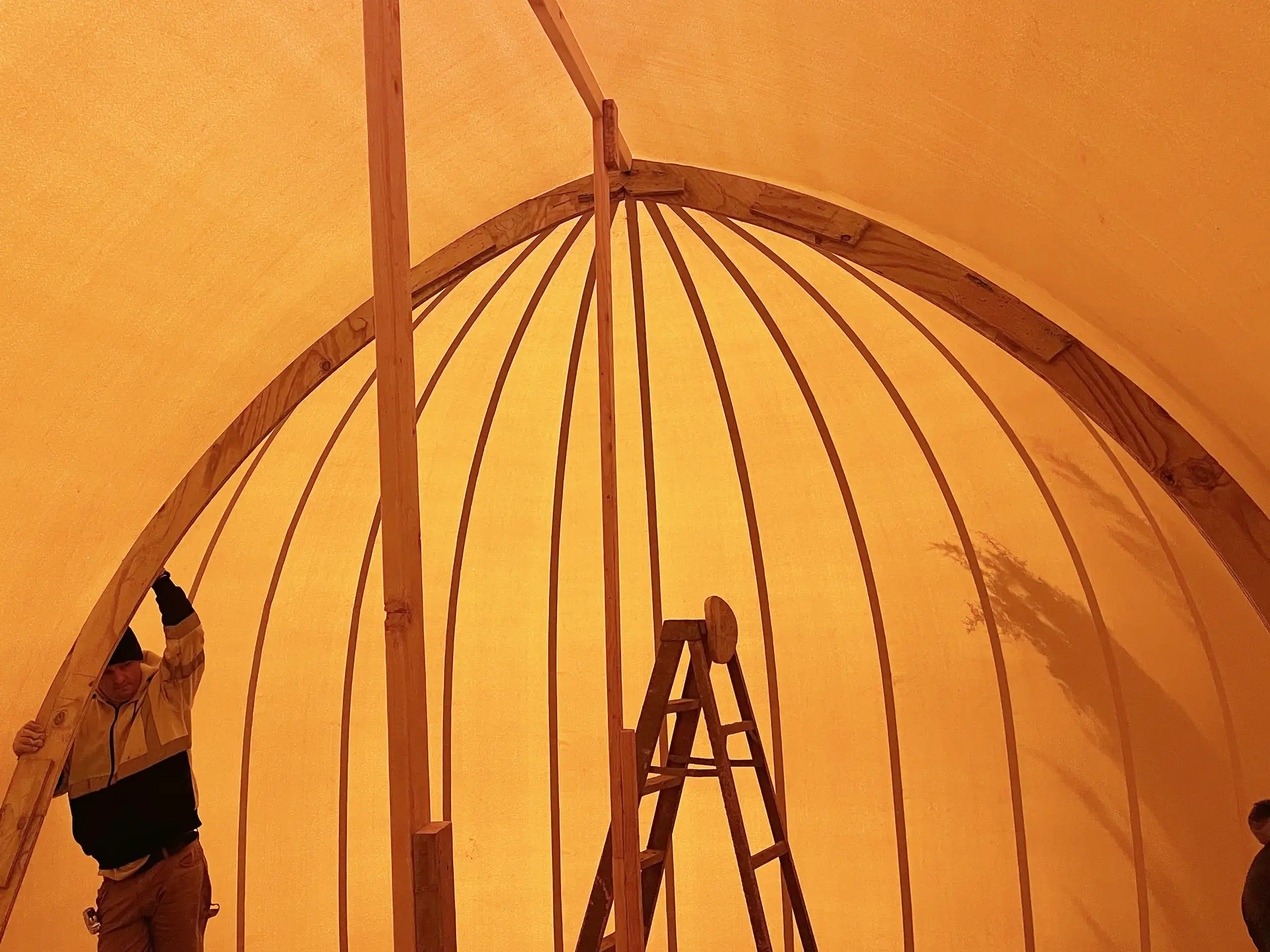Image: Installing Gothic Arch Frame - Monolithic Dome Institute