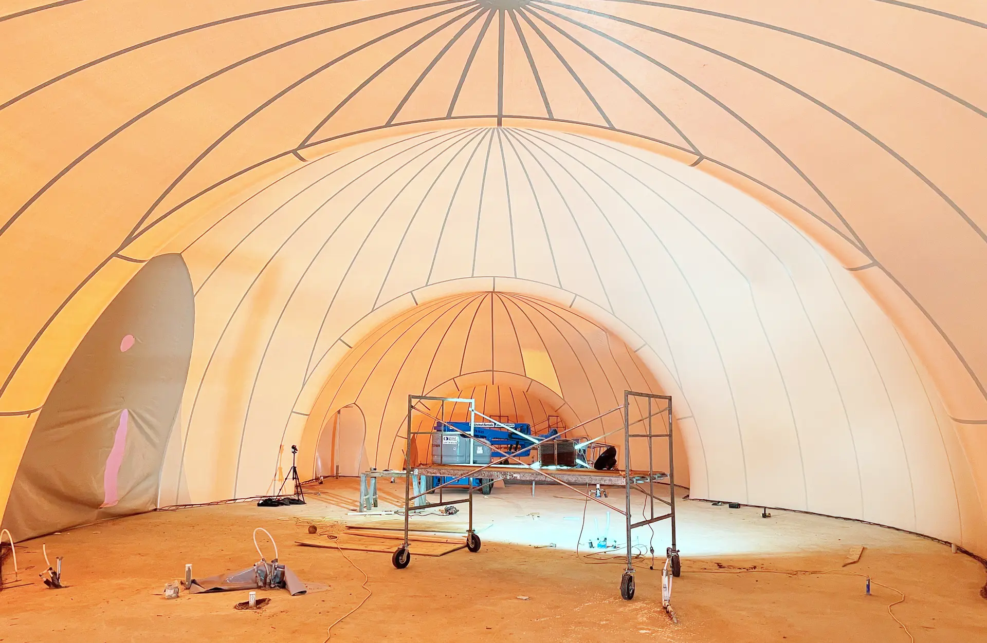Image: Interior of Inflated Multi-Dome Airform - Monolithic Dome Institute