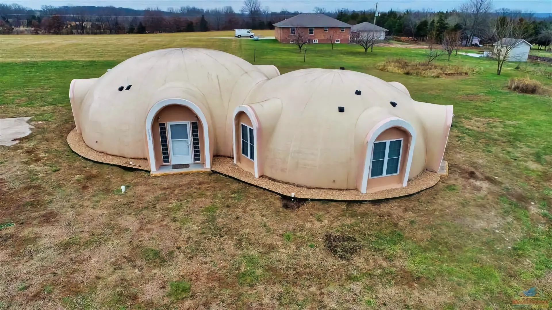 Image: Aerial view of the dome home. - Monolithic Dome Institute