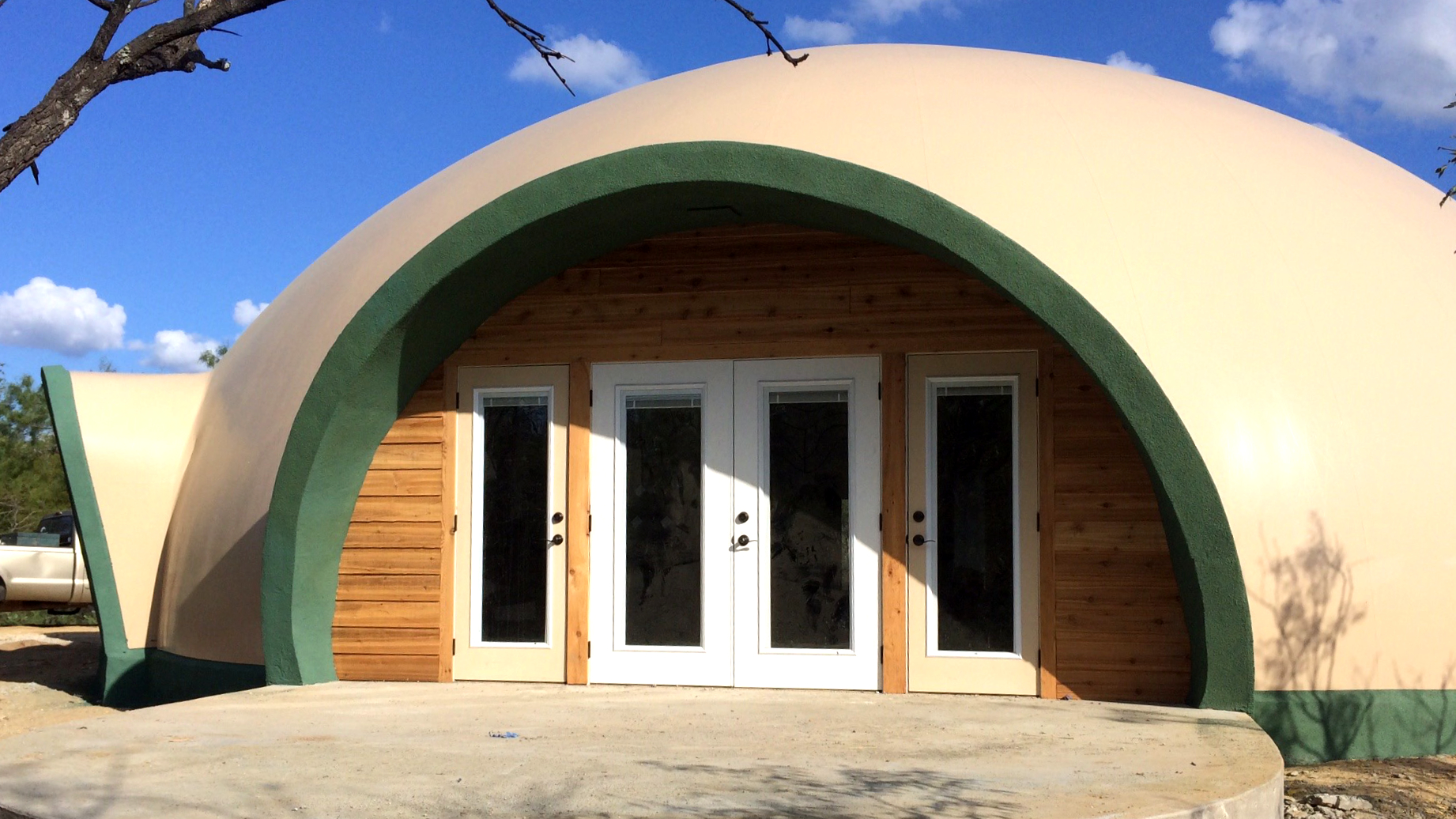 Image: Wood Siding Completes the Finish - Monolithic Dome Institute