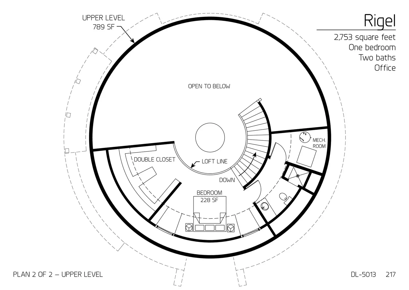 Image: Rigel: Second Floor of a 50’ Diameter, 2,753 SF, One-Bedroom ...