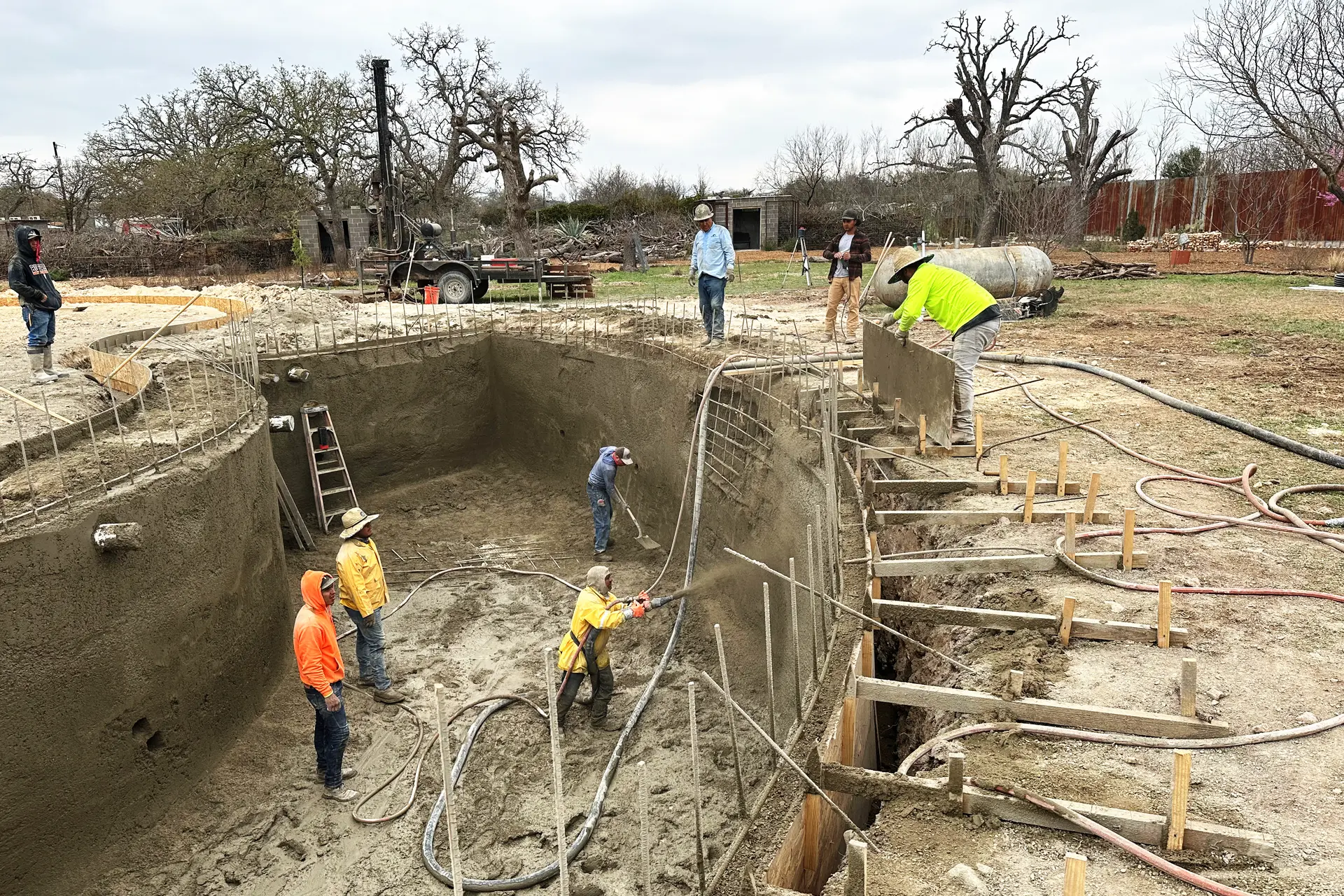 Image: Workers Prep and Spray Shotcrete - Monolithic Dome Institute