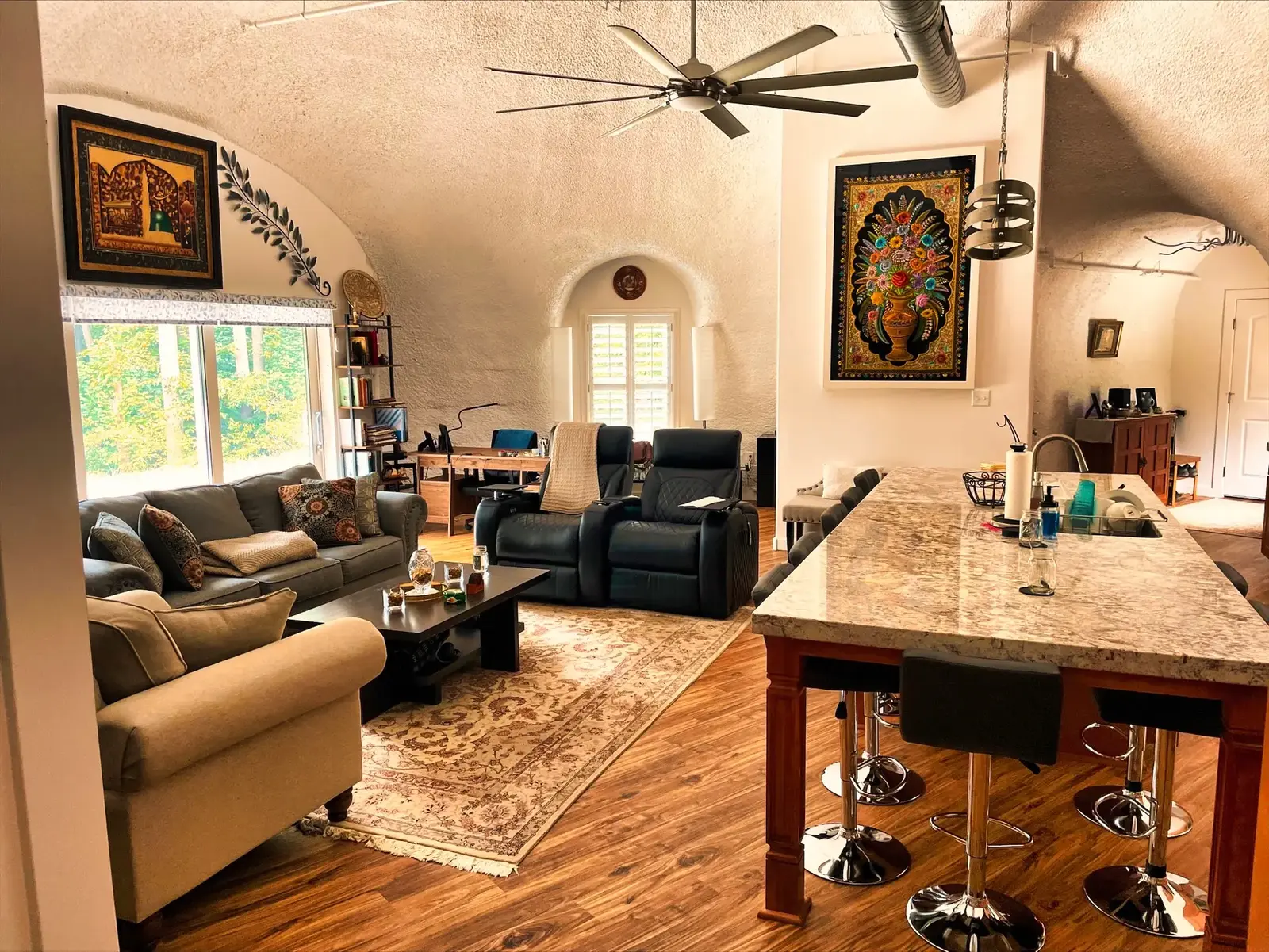 Image: The Living Room and Kitchen Island - Monolithic Dome Institute