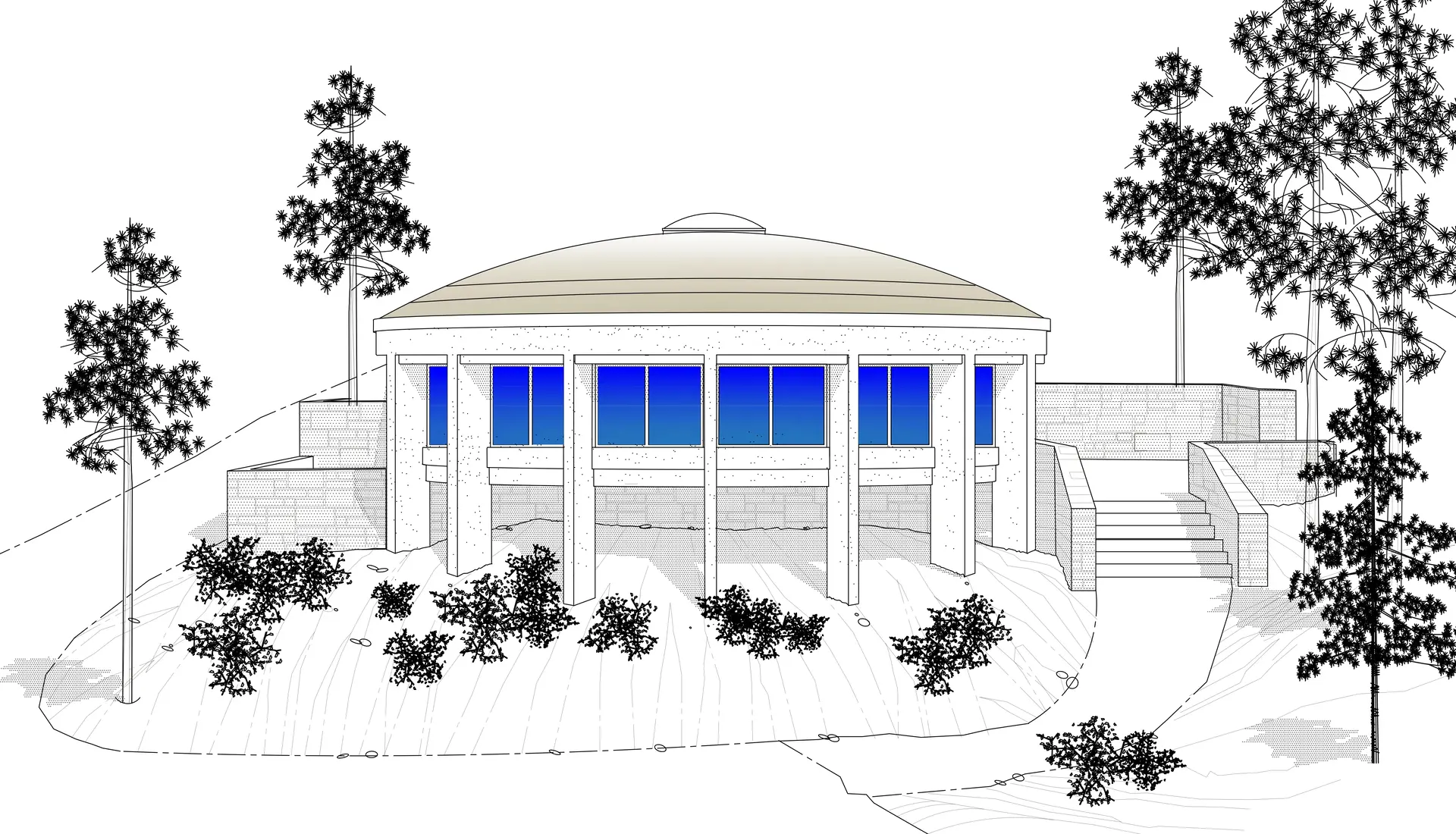 Image: Linger Lane Lodge Rendering - Monolithic Dome Institute