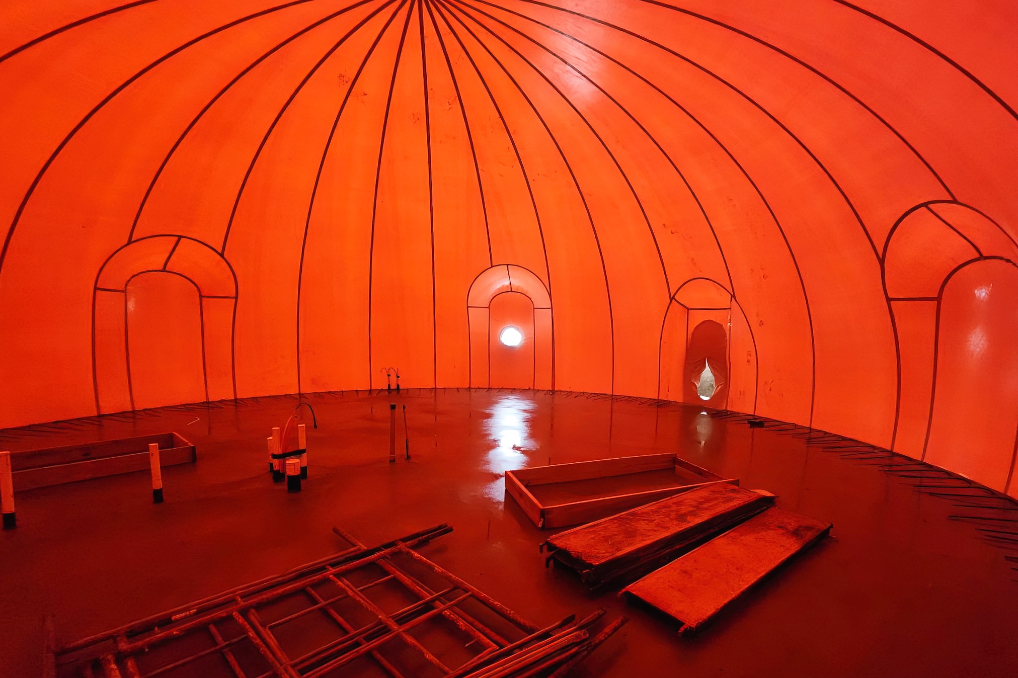 Image: Inside the Inflated Airform - Monolithic Dome Institute